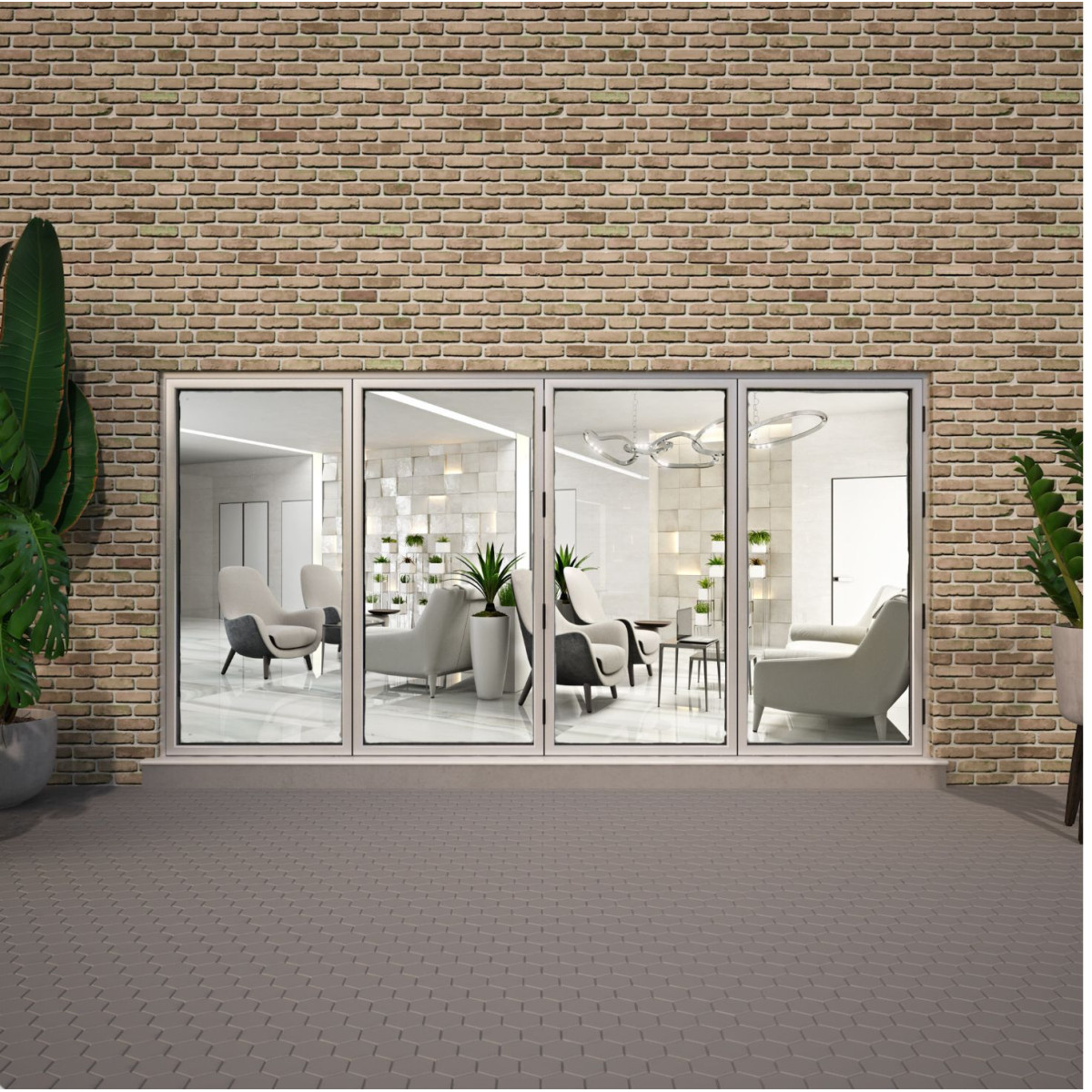 3600 x 2100 4 Panel White bifold